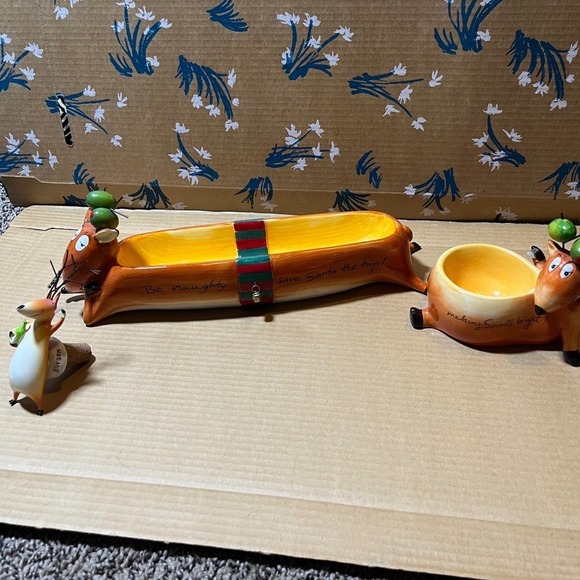 Mud Pie | Dining | Christmas Whimsical Reindeer Ceramic Serving Tray ...